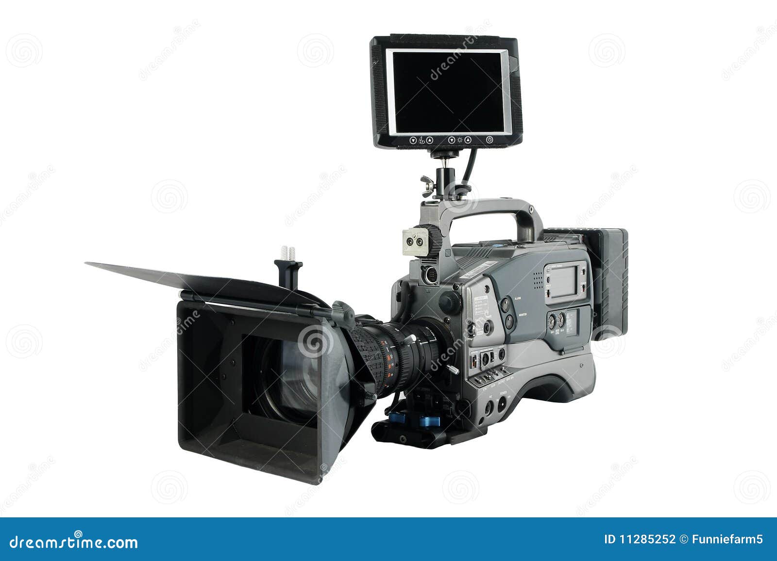 Professional Video Camera with Monitor Facing To Stock Photo - Image of ...