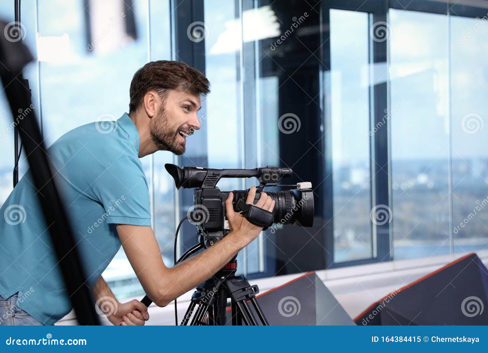 Professional Video Camera Operator Working Stock Image - Image of ...