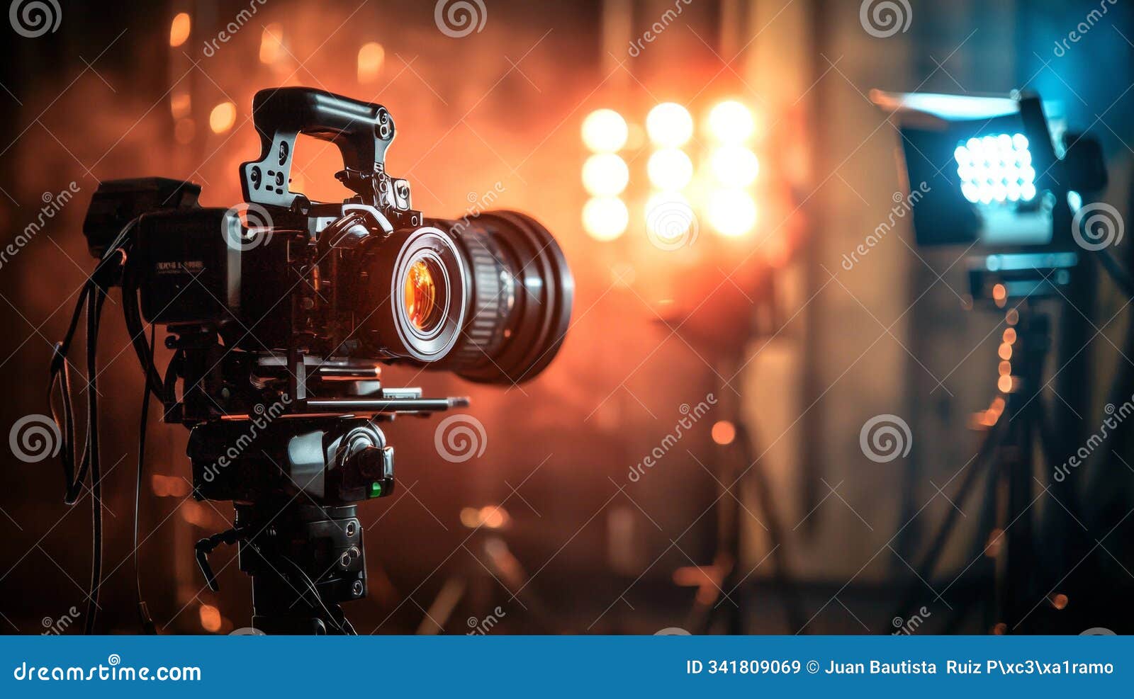 Professional Video Camera Setup with Studio Lighting Stock Image ...
