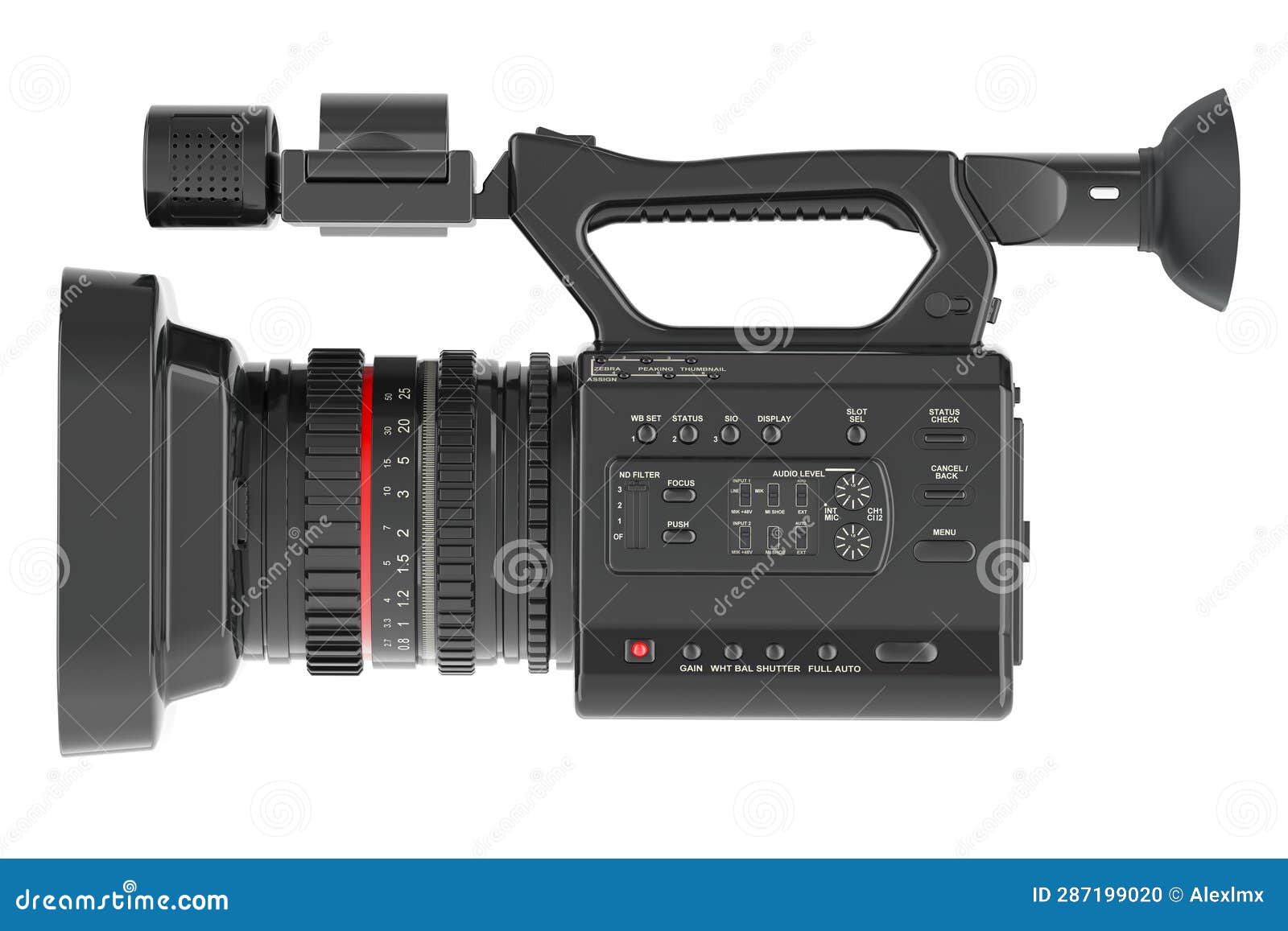 Professional Video Camera, Television Camera, Side View. 3D Rendering ...