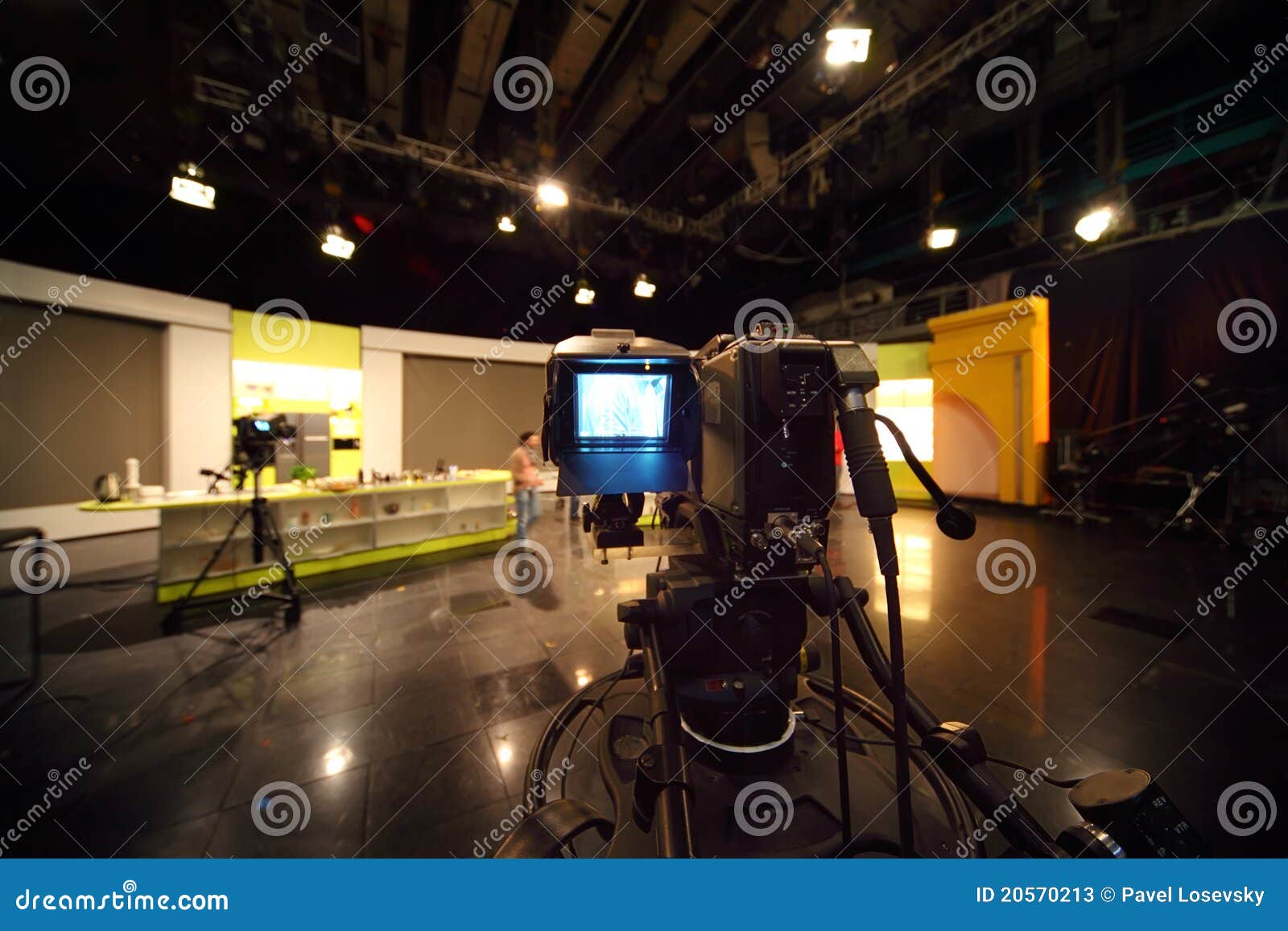 Professional Video Camera in Television Studio Stock Image - Image of ...