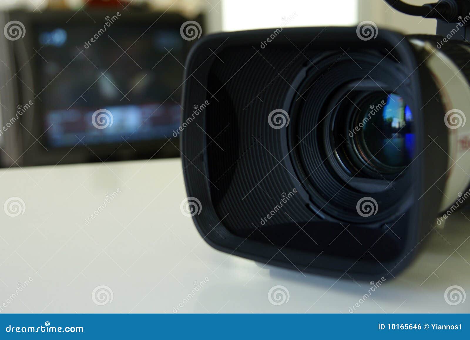 Professional Video Camera Stands On A Tripod, The Process Of Filming A ...