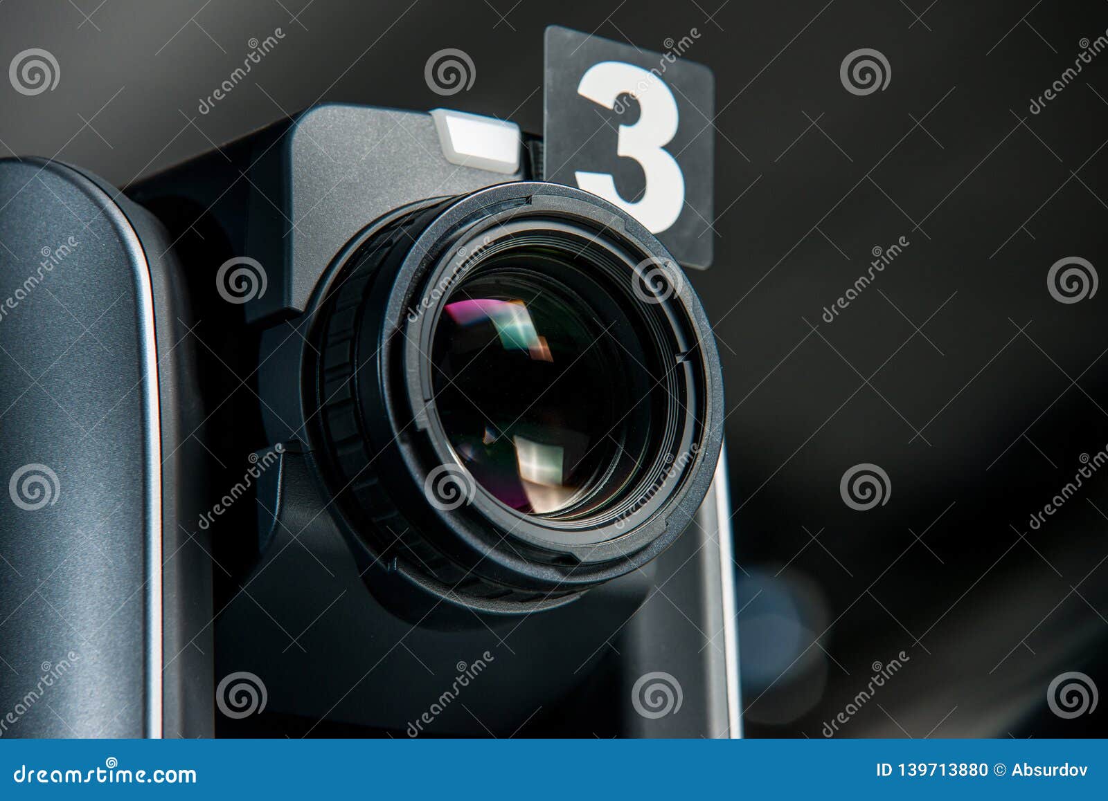 PROFESSIONAL VIDEO CAMERA in the TV STUDIO Stock Photo - Image of lens ...
