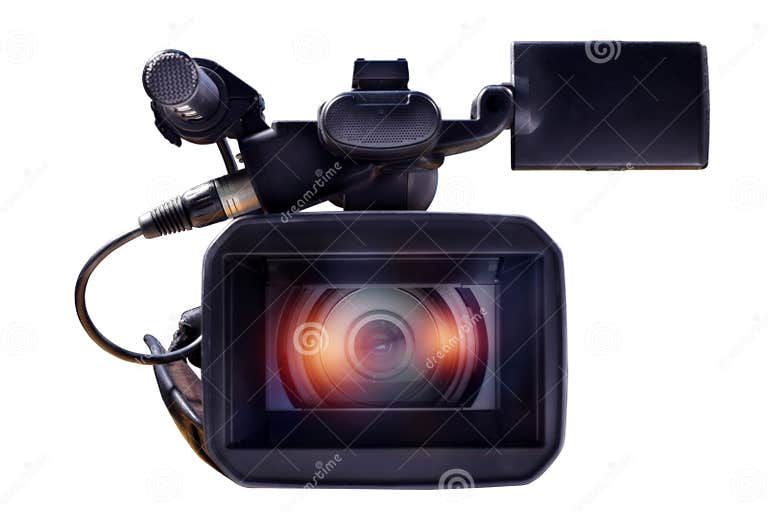 Professional Video Camera on a White Background Stock Image - Image of ...