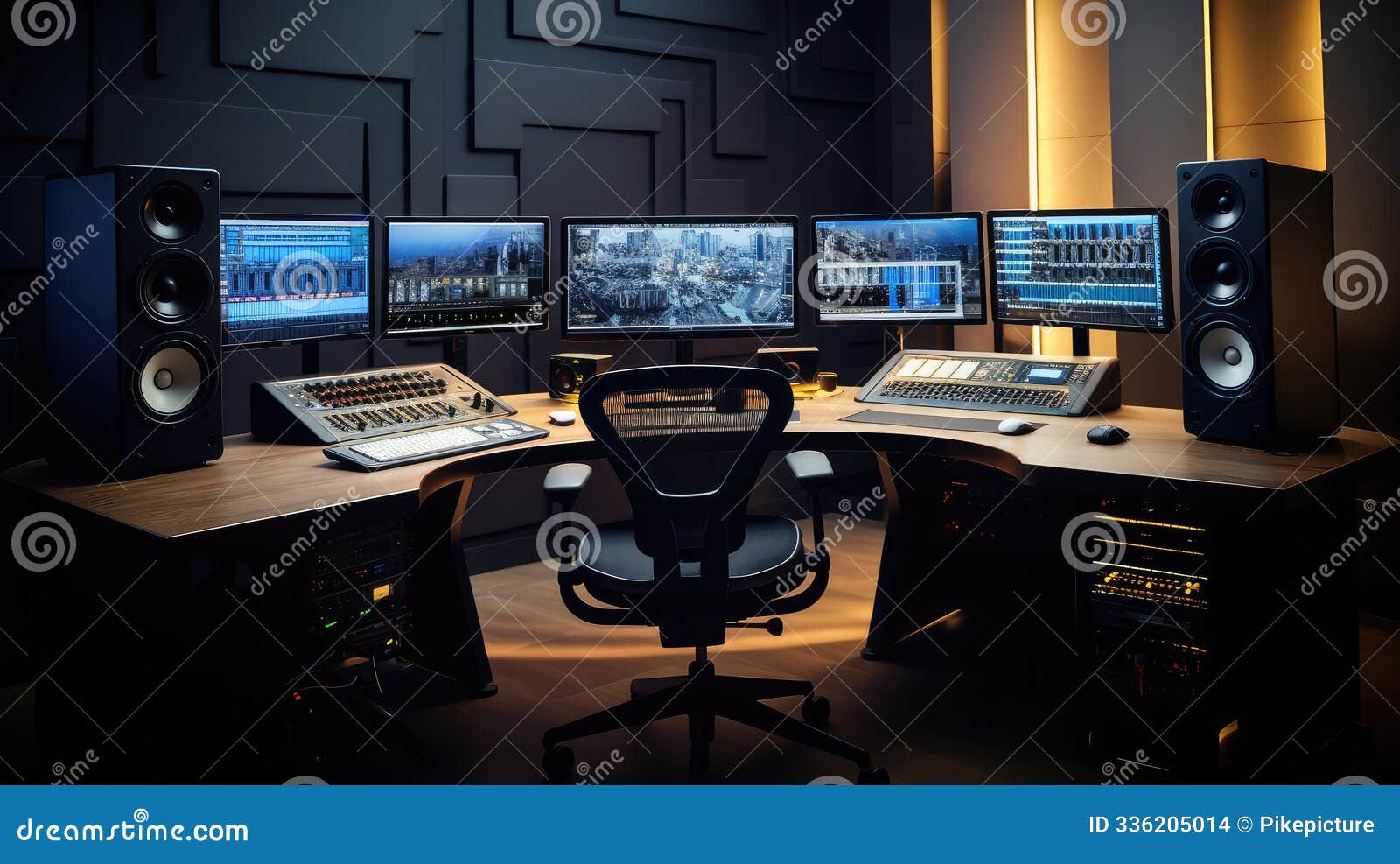 Professional Video Editing Desk Stock Illustration - Illustration of ...