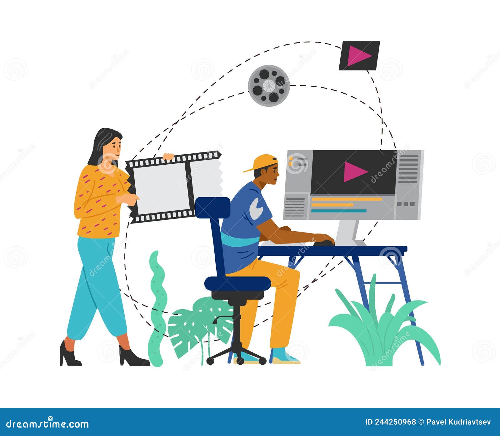 Professional Video Editor and Motion Designer Flat Vector Illustration ...