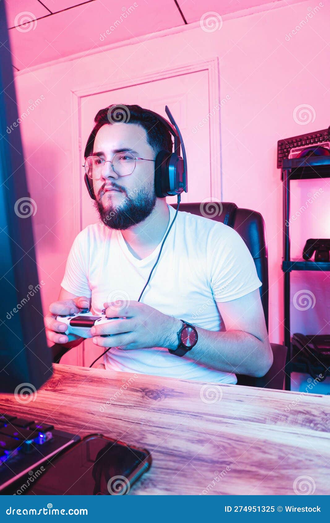 Video Game Player Holding a Joystick Playing with a Console. Stock ...