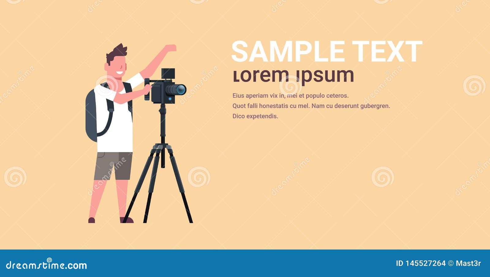 Professional Videographer Using Camera on Tripod Man Shooting Video on ...