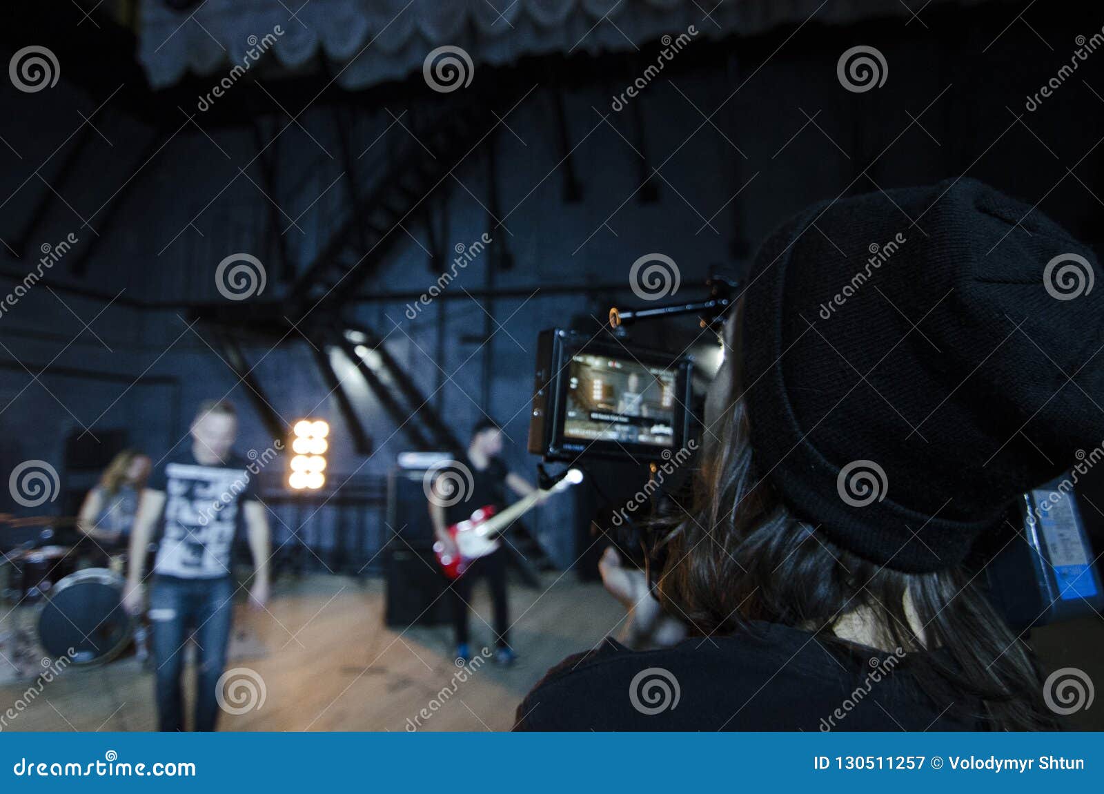 Professional Videographer Using Cinema Digital Video Camera for Filming ...