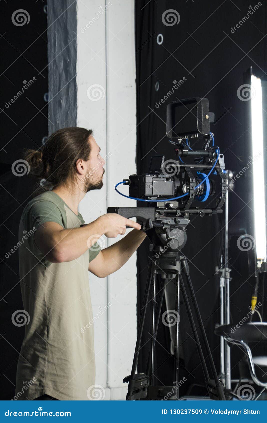 Professional Videographer Using Cinema Digital Video Camera Which ...