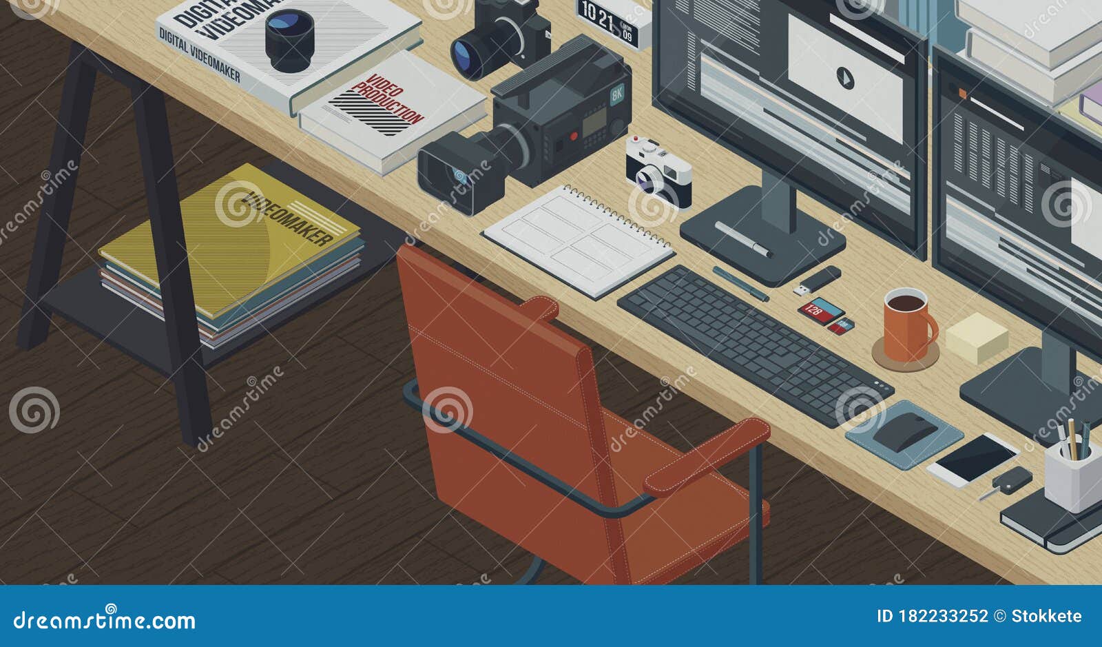 Professional Videomaking and Video Editing,3D Illustration Stock ...