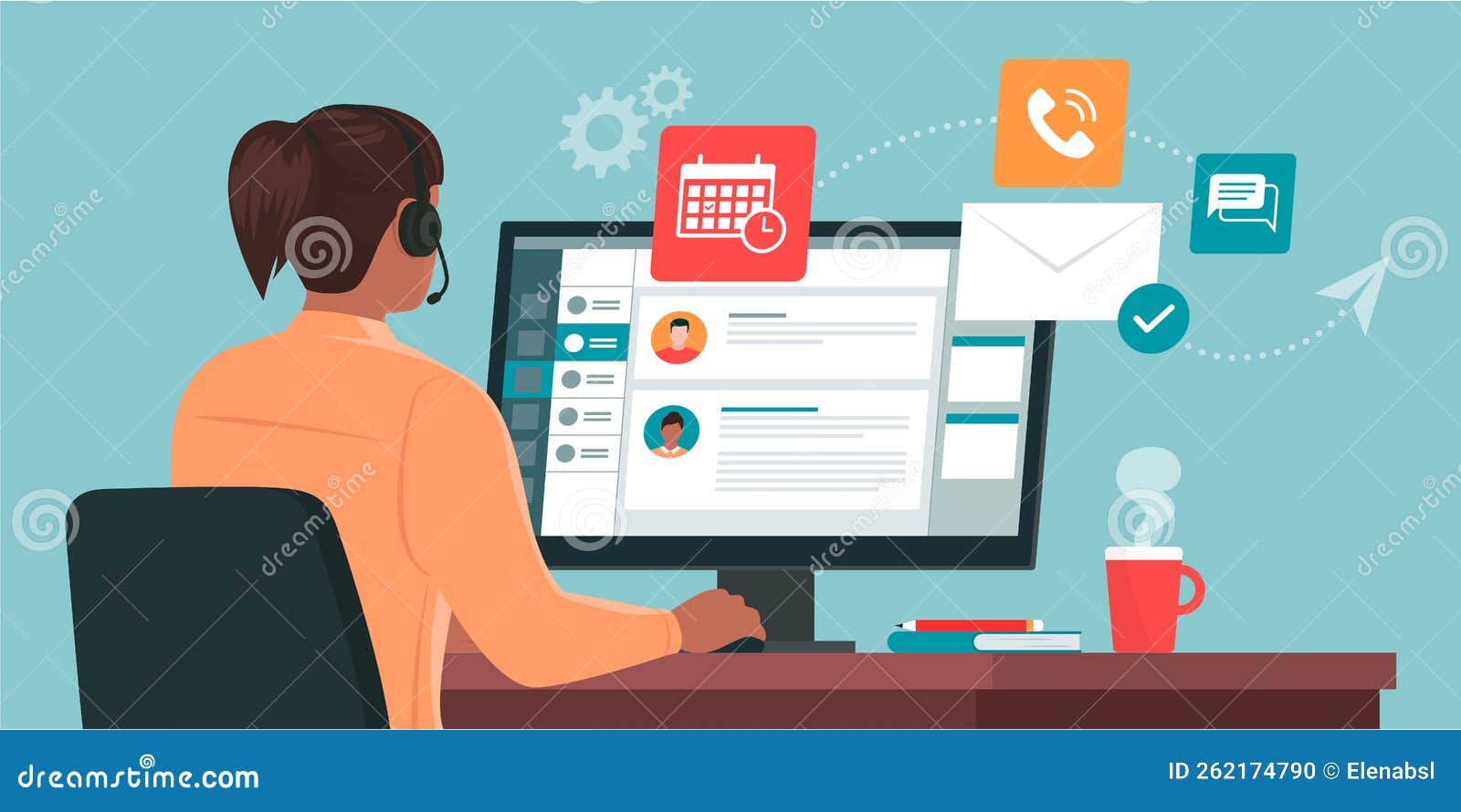 Professional Virtual Assistant Working with Customers Online Stock ...