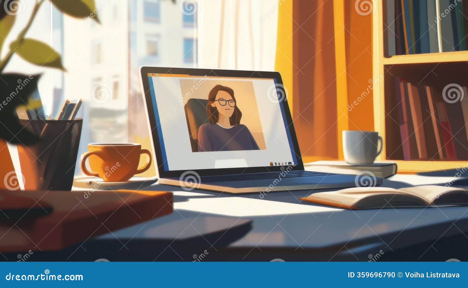 Professional Virtual Meeting Setup with Cozy Workspace and Customizable ...