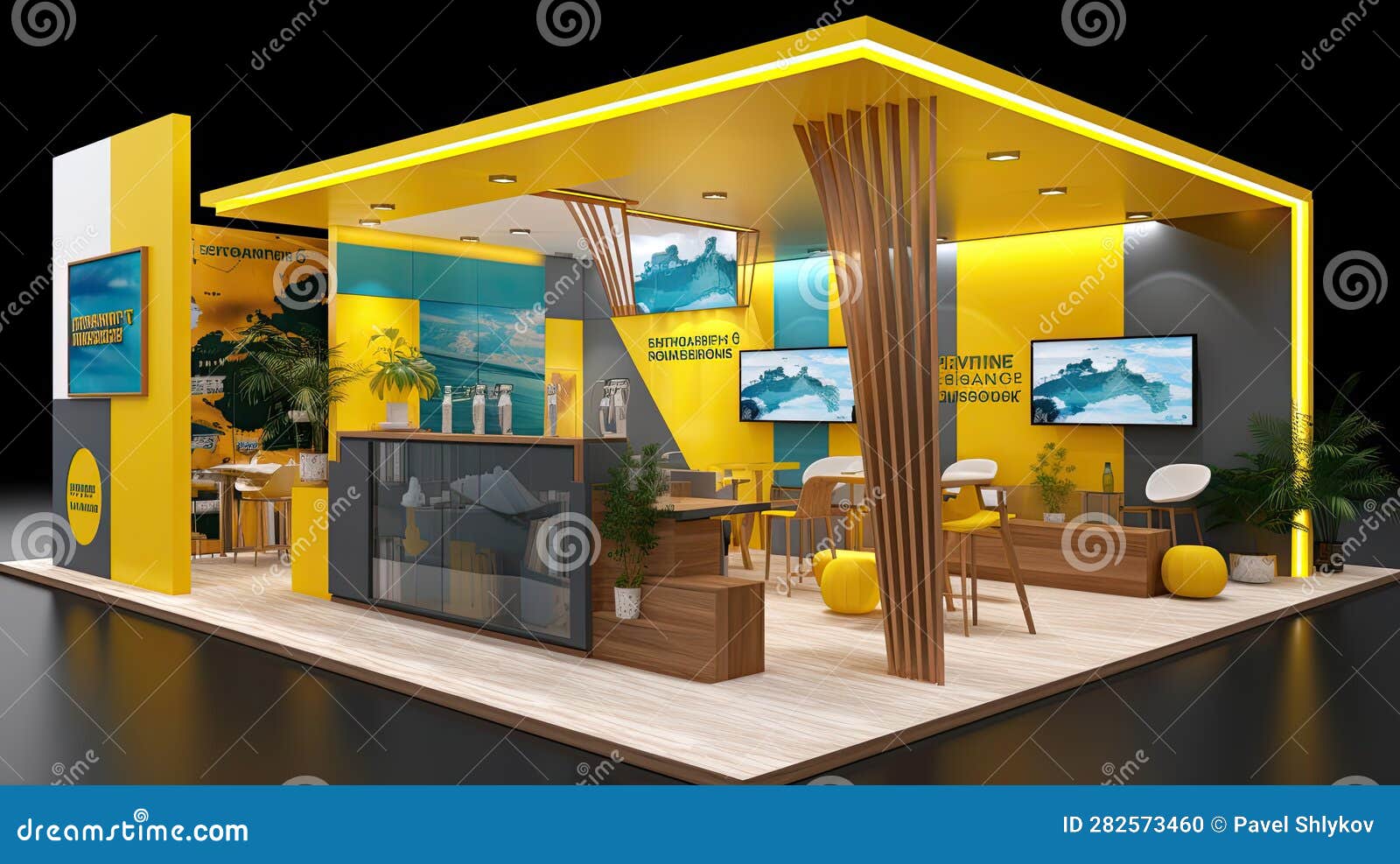 Professional Visualization of a Large Company Exhibition Stand Ready To ...