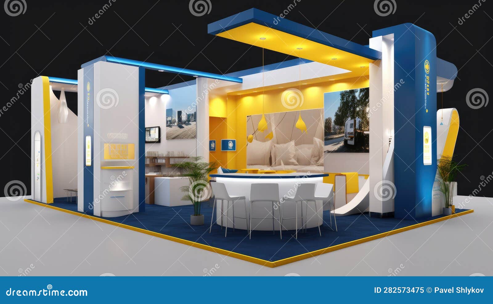 Professional Visualization of a Large Company Exhibition Stand Ready To ...