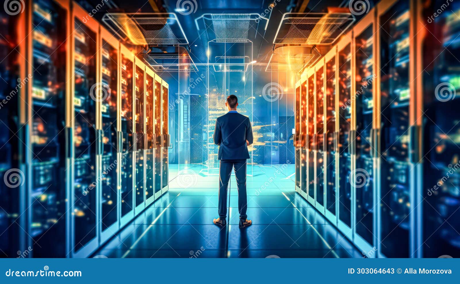 Working Server Rack Isolated On Black Background Royalty-Free Stock ...