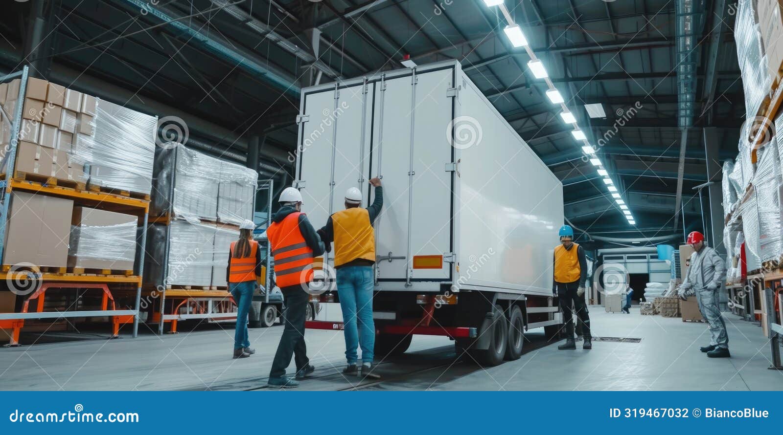 Warehouse Worker Working Together To Load Product from Car at Storage ...