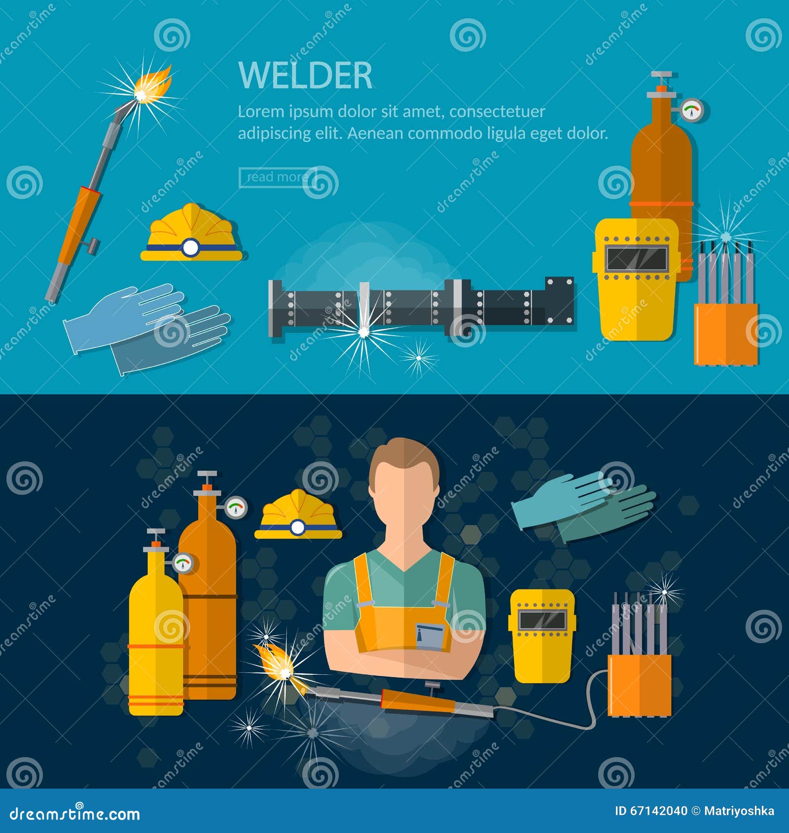 Professional Welder Welding Tools And Equipment Silhouette Cartoon ...