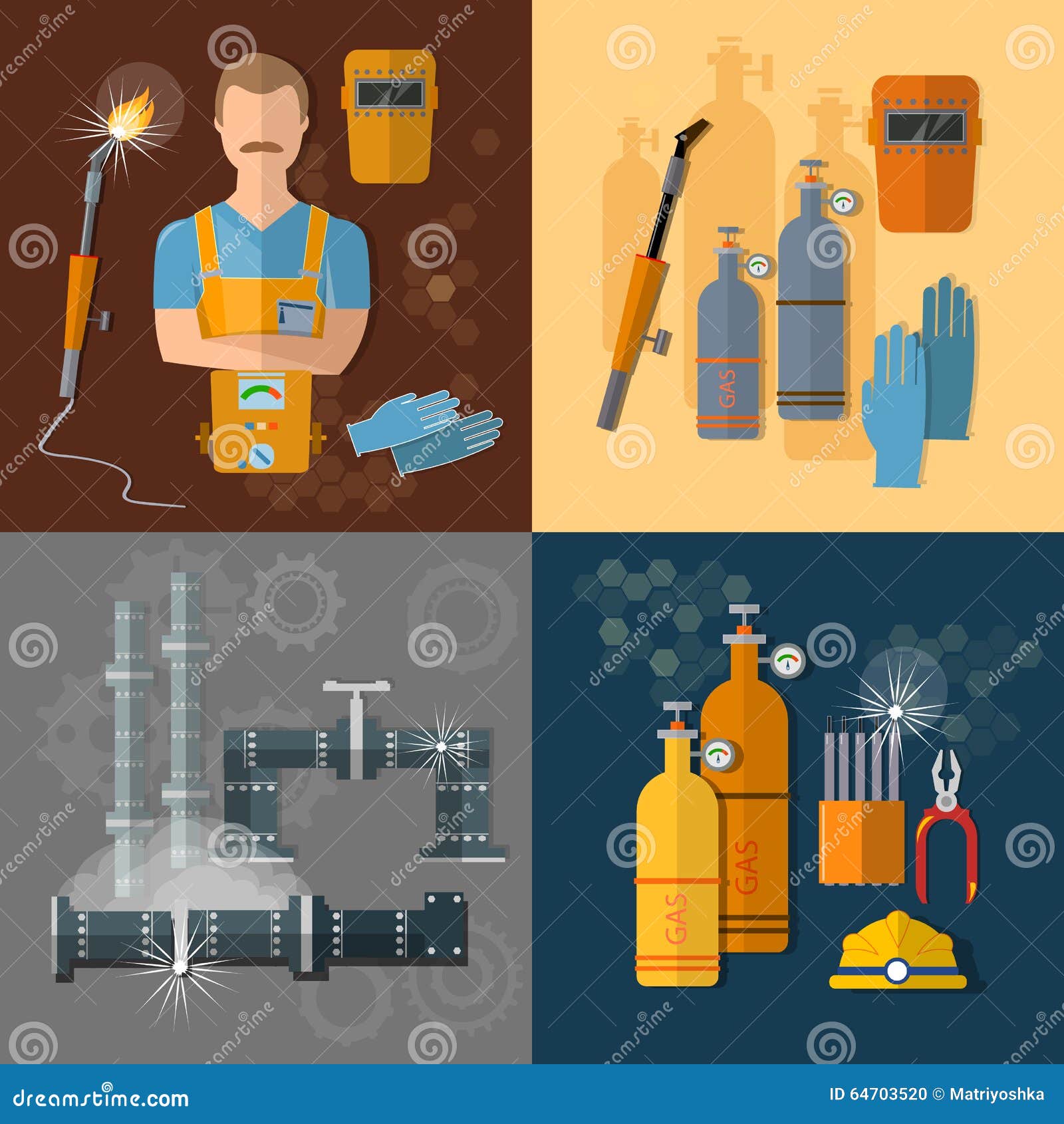 Professional Welder Welding Tools And Equipment Silhouette Cartoon ...