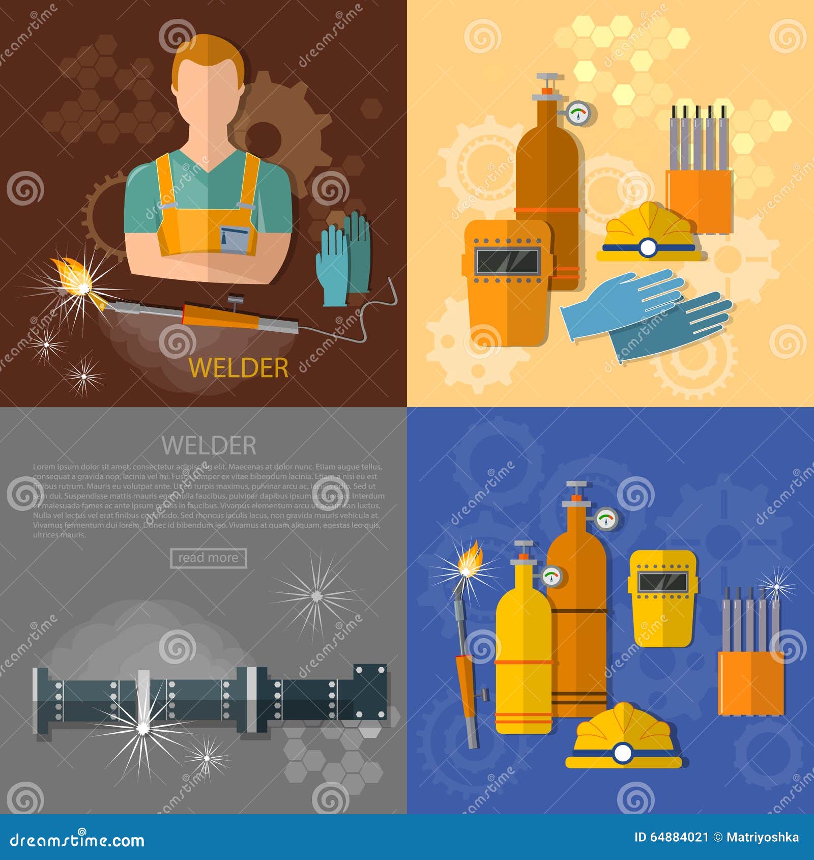 Professional Welder Welding Tools And Equipment Silhouette Cartoon ...