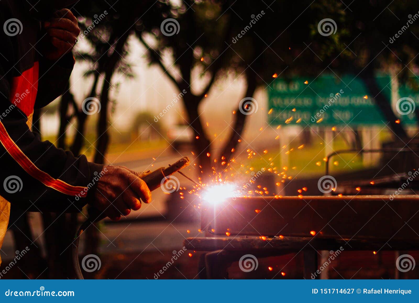 Professional Welder Using Welding Machine. Working on Metal Pipe Stock ...