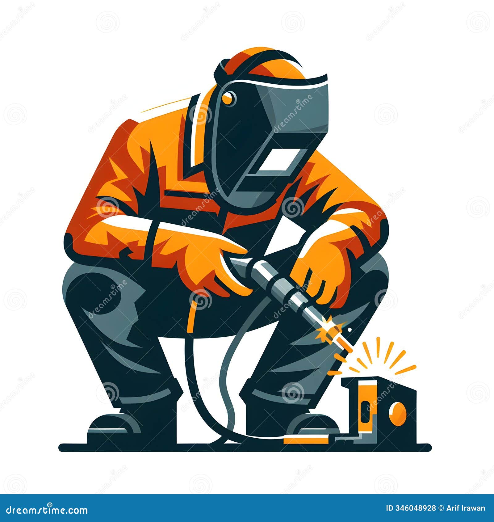 Welders At Work. Welder Working With Metal Pipes And Pipelines, On ...