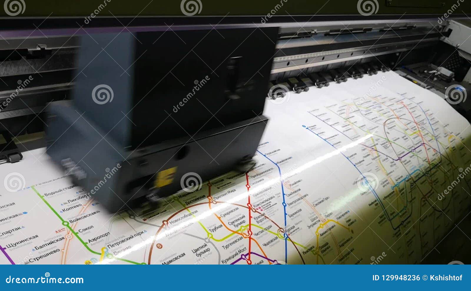 Professional Wide Format Printer Prints Map of Moscow Metro Stock ...