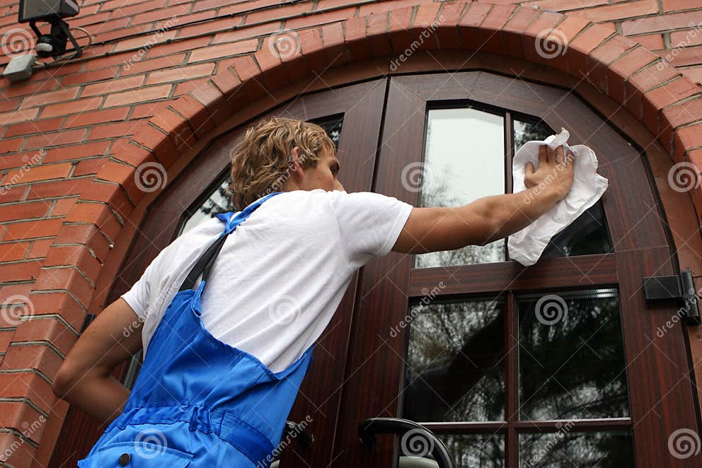 Professional Window Cleaner Stock Photo - Image of home, work: 8566348