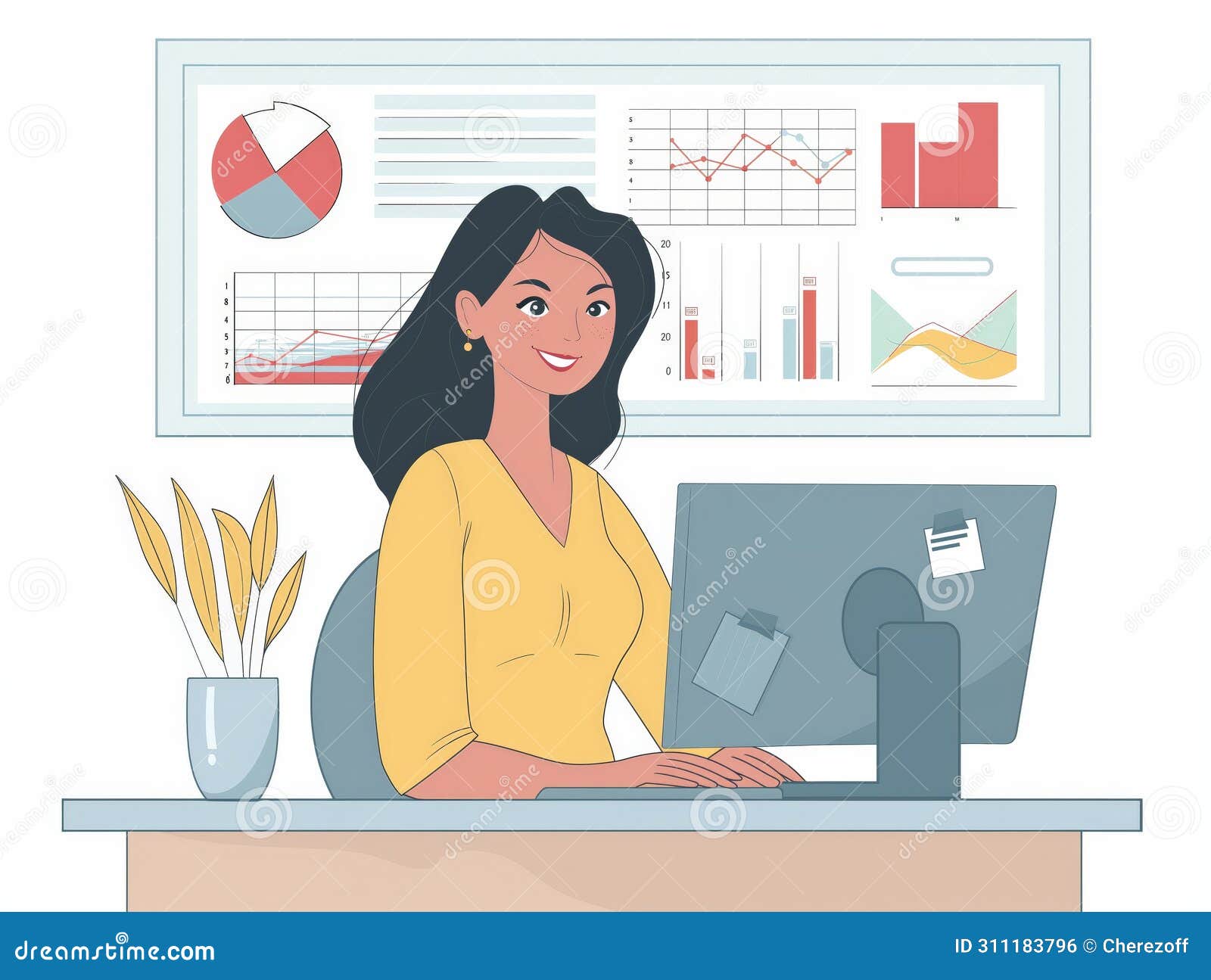 Professional Woman Analyzing Data at Workstation Stock Photo - Image of ...
