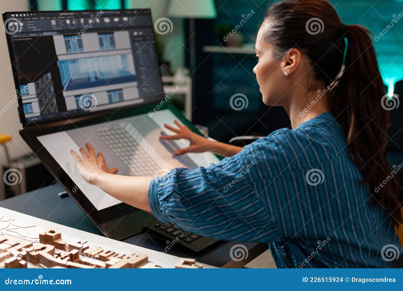 Professional Woman Architect Working on Building Plan Stock Photo ...