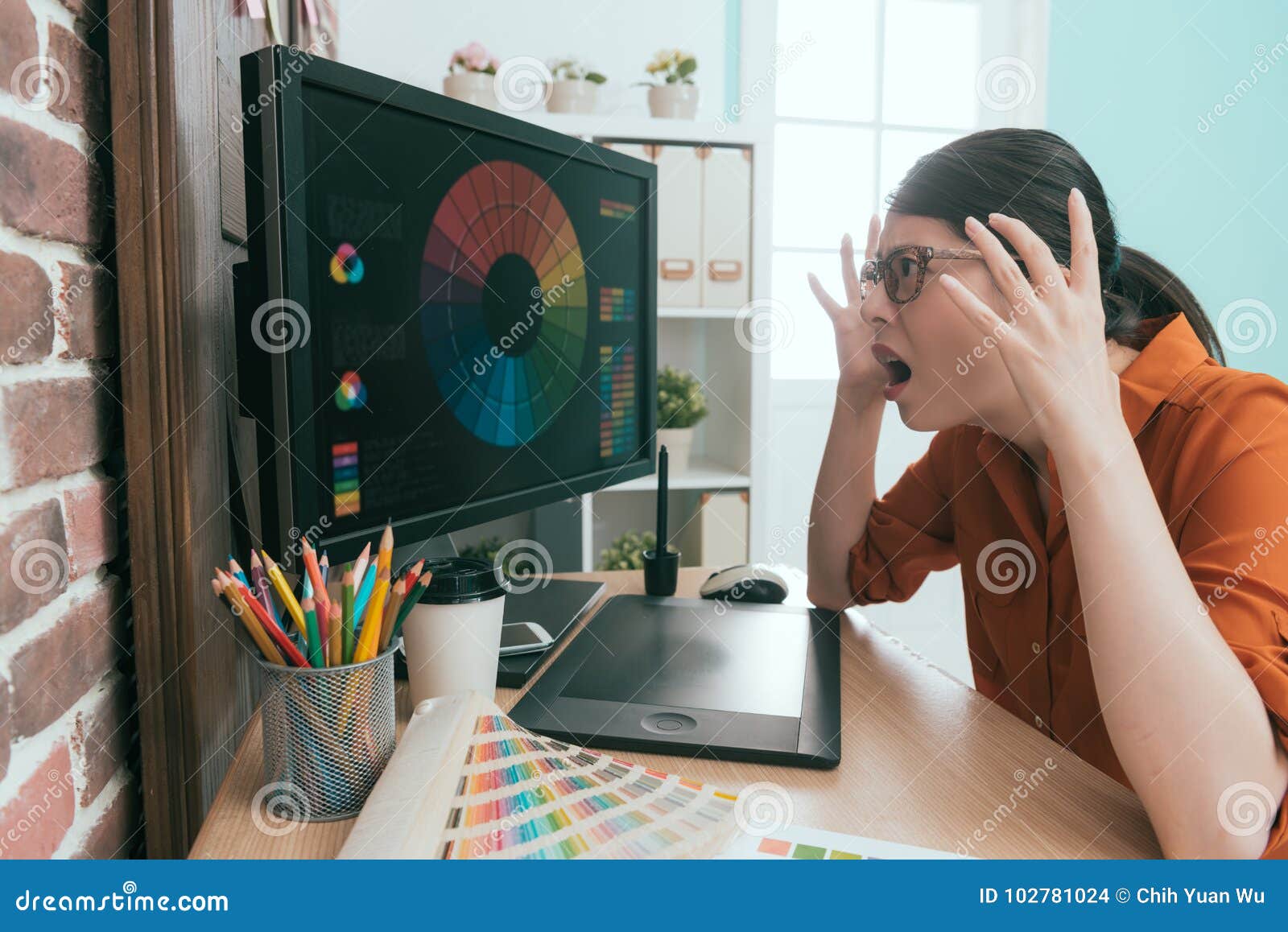 Professional Woman Designer Looking at Screen Stock Photo - Image of ...