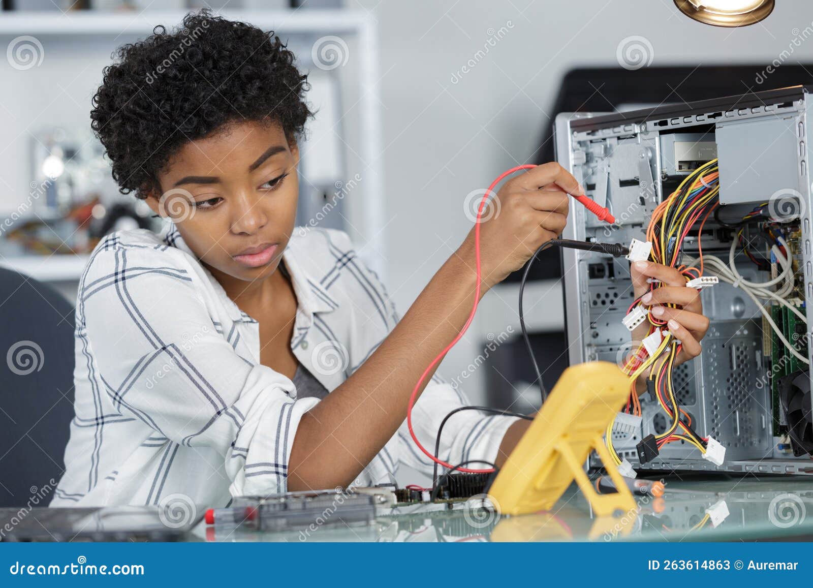 Professional Woman Fixing Computer Stock Image - Image of work ...