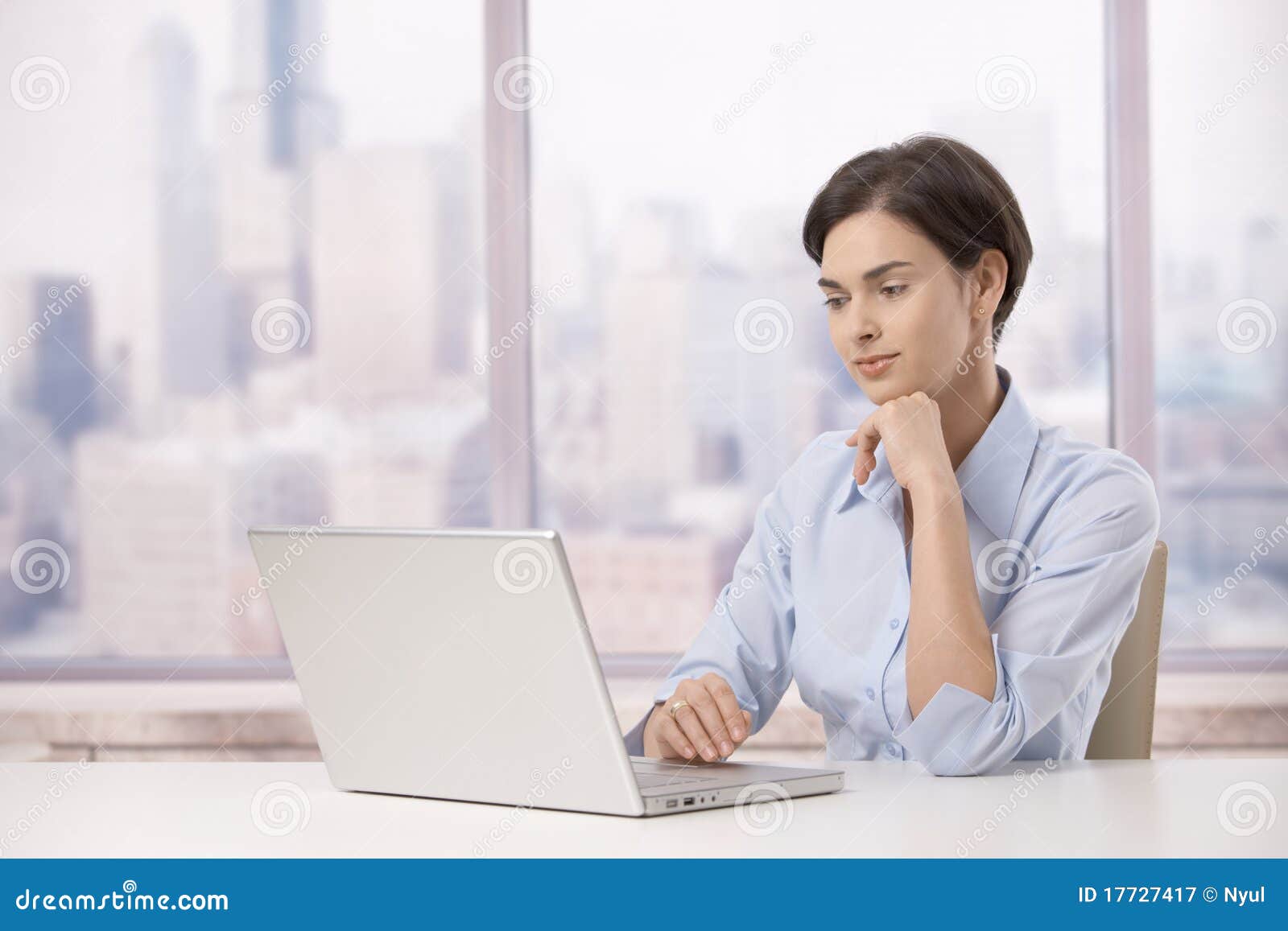 Professional Woman with Laptop Computer Stock Image - Image of casual ...