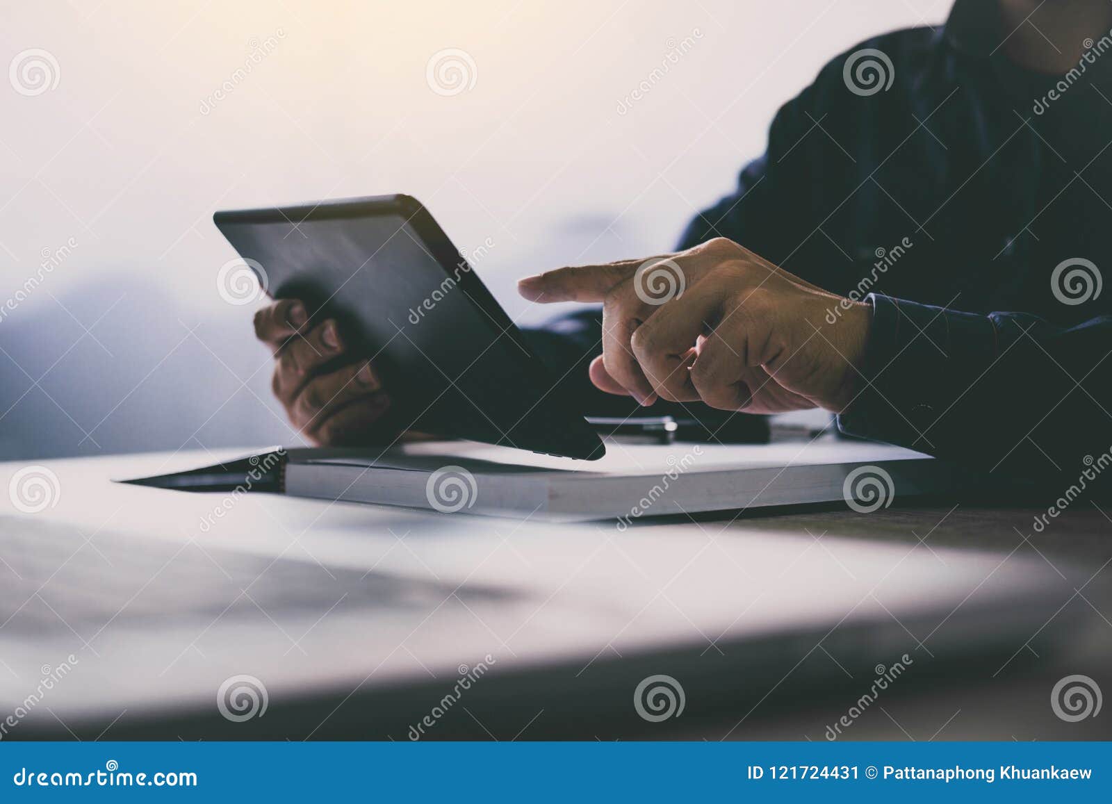 Professional at Work, Businessman Using Tablet Working Analysis Stock ...