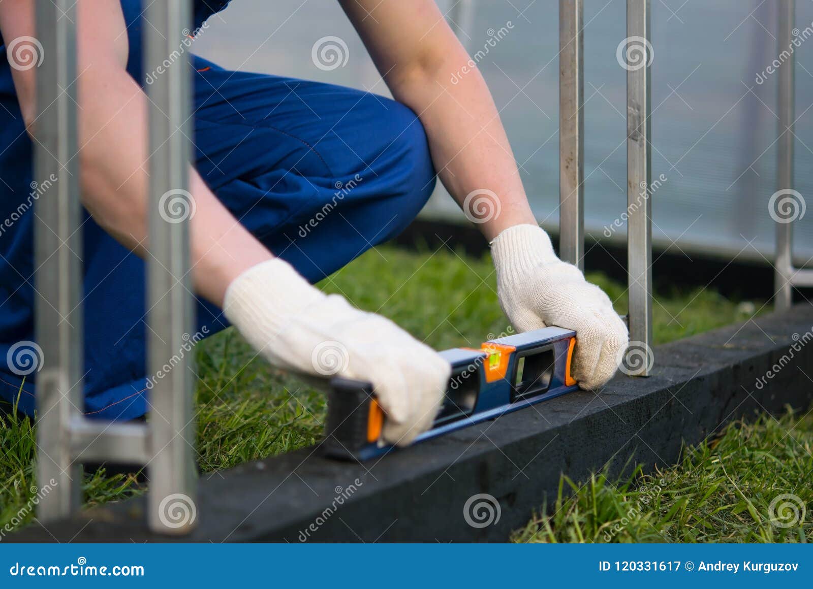 Worker Checks Levels Of Cement-base Stock Image | CartoonDealer.com ...