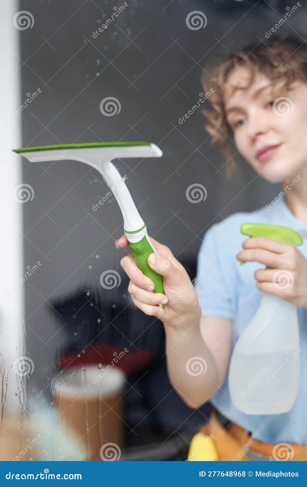 Professional Worker Cleaning the Window at Home Stock Photo - Image of ...