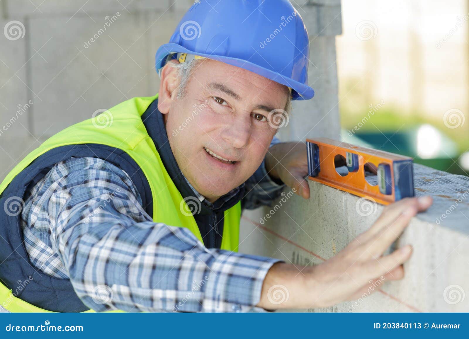 Professional Worker Holds Level Profile Stock Image - Image of profile ...