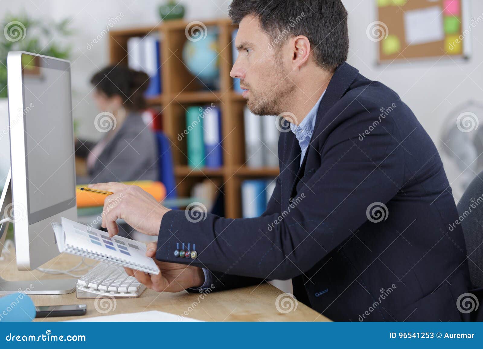 Professional Worker Looking at Computer Screen Stock Image - Image of ...