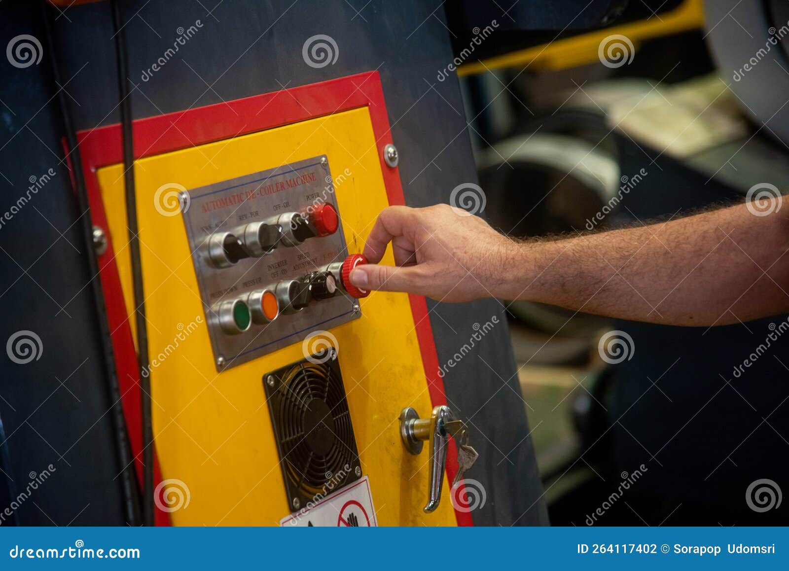 Professional Worker Pressing Buttons on Machine Control Board Stock ...