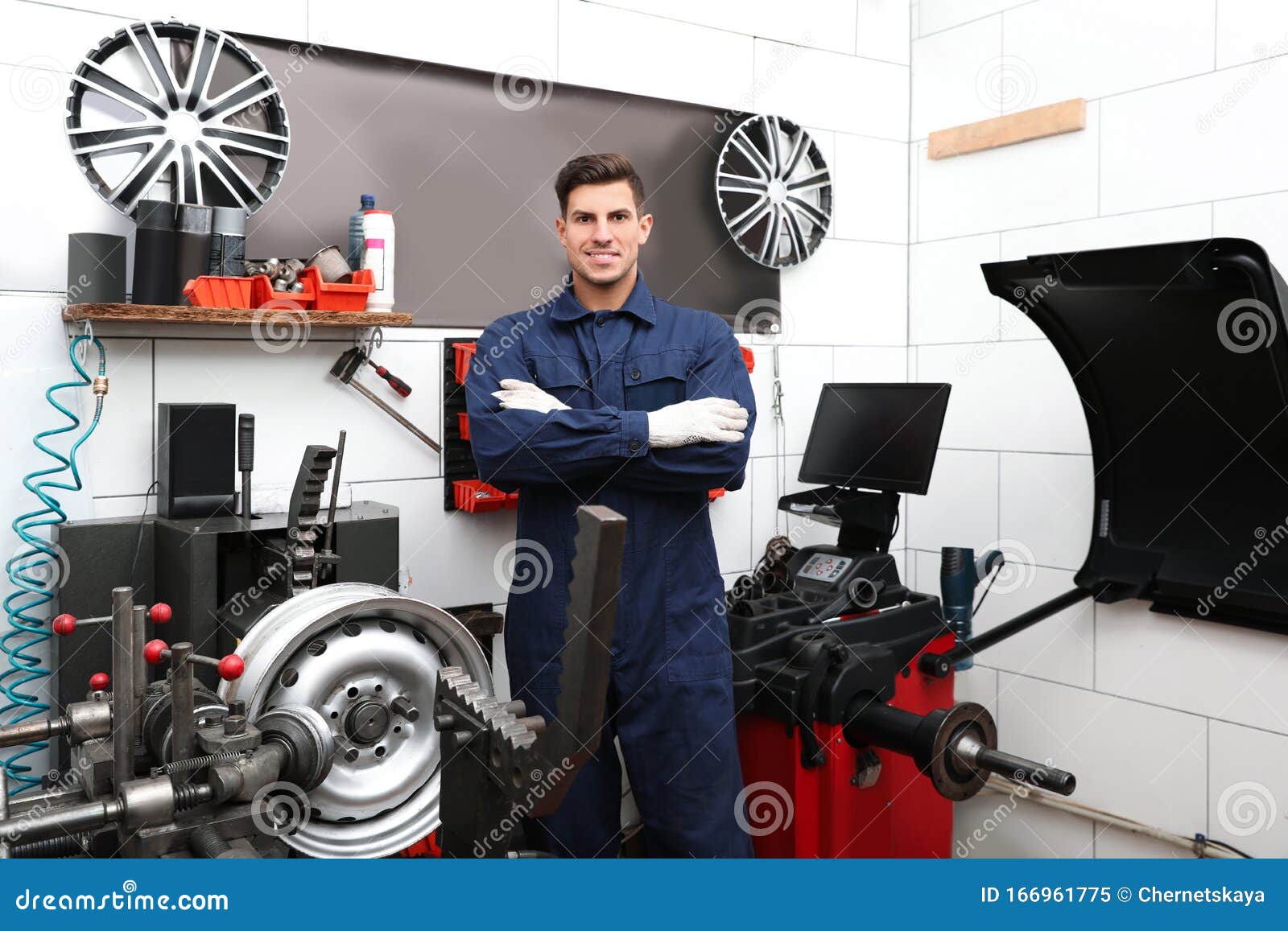 Professional Worker in Shop of Tire Service Stock Image - Image of ...