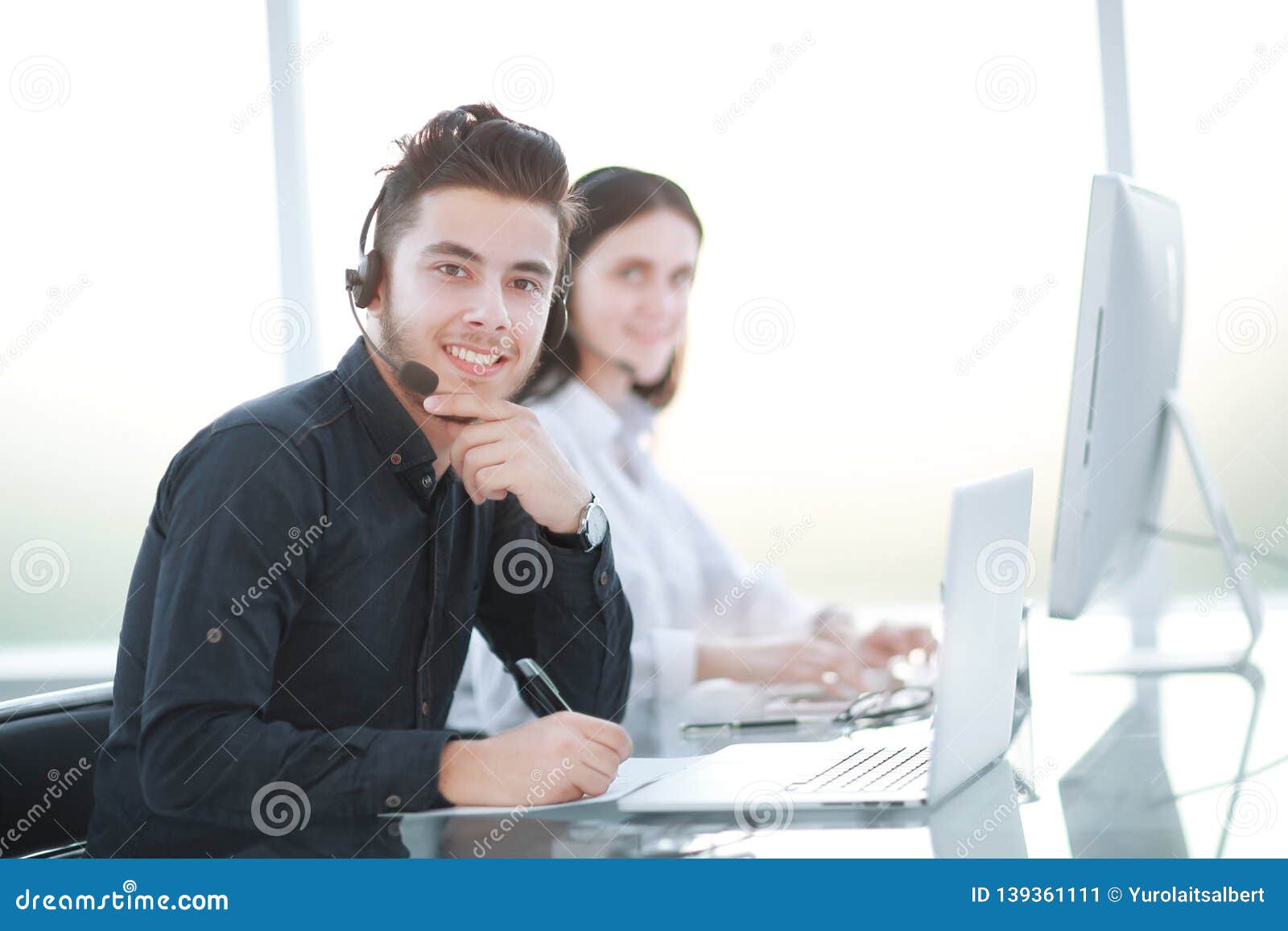 Professional Workers Call Center in the Workplace Stock Image - Image ...