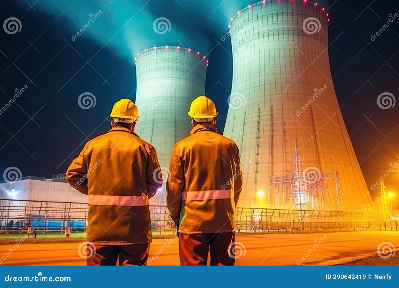 Professional Workers at Nuclear Plant Stock Illustration - Illustration ...