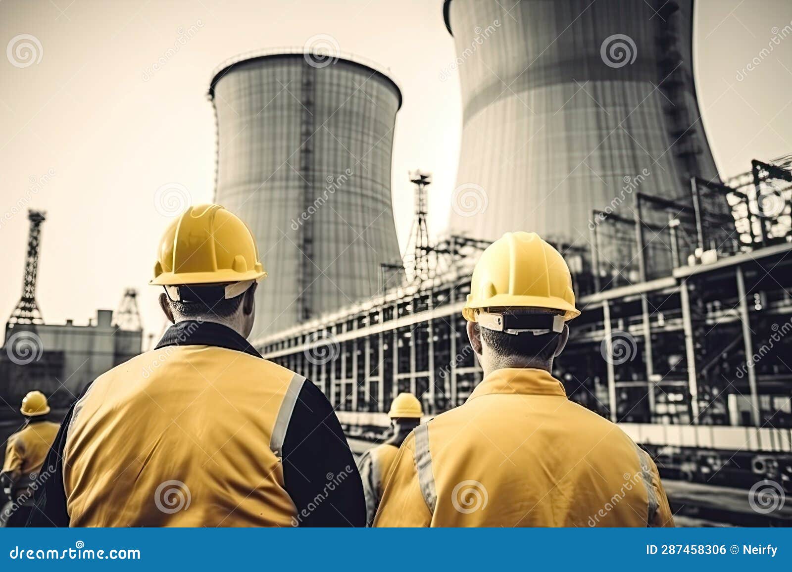Professional Workers at Nuclear Plant Stock Illustration - Illustration ...