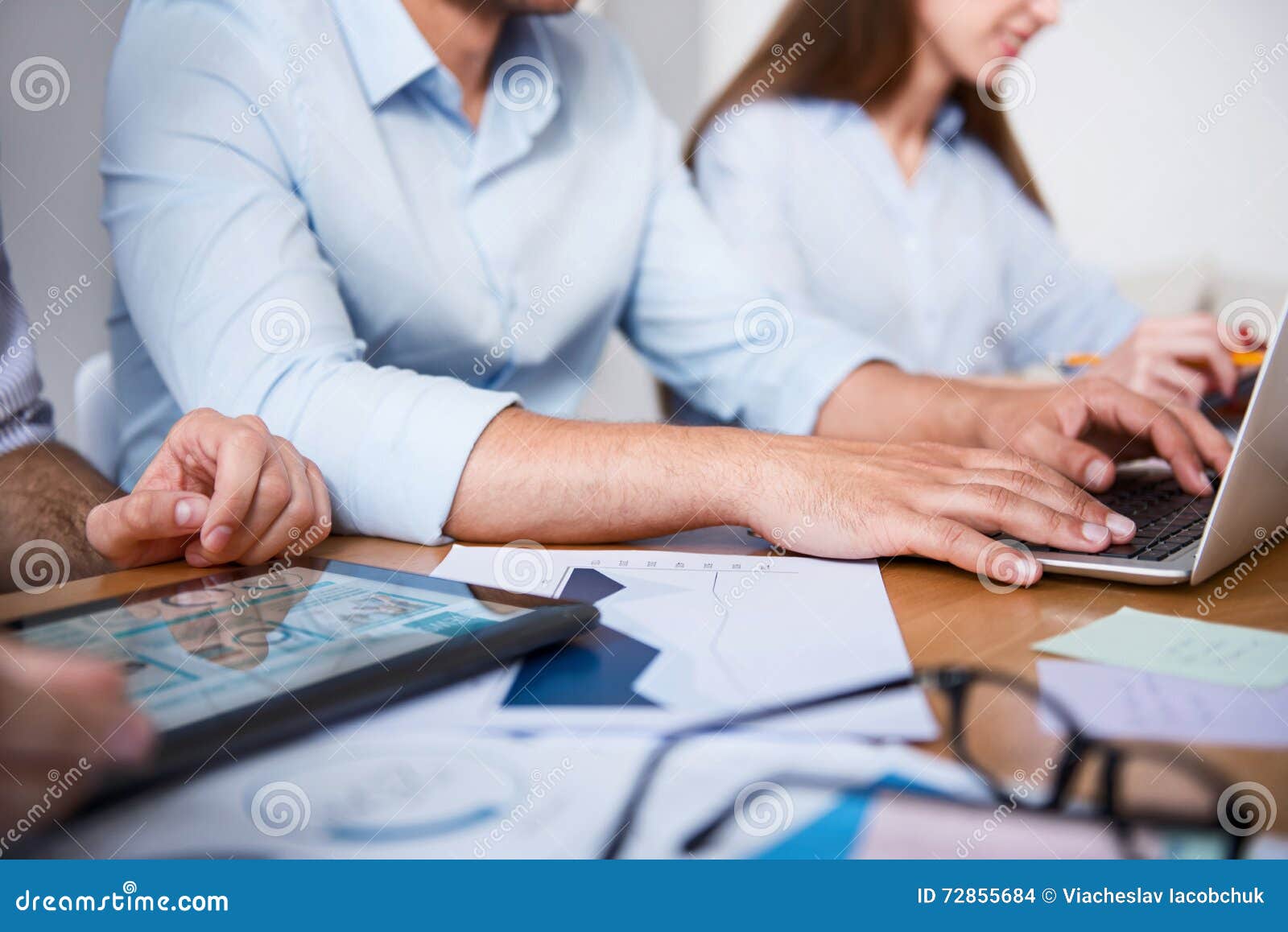 Professional Workers Sitting at the Table Stock Photo - Image of hand ...