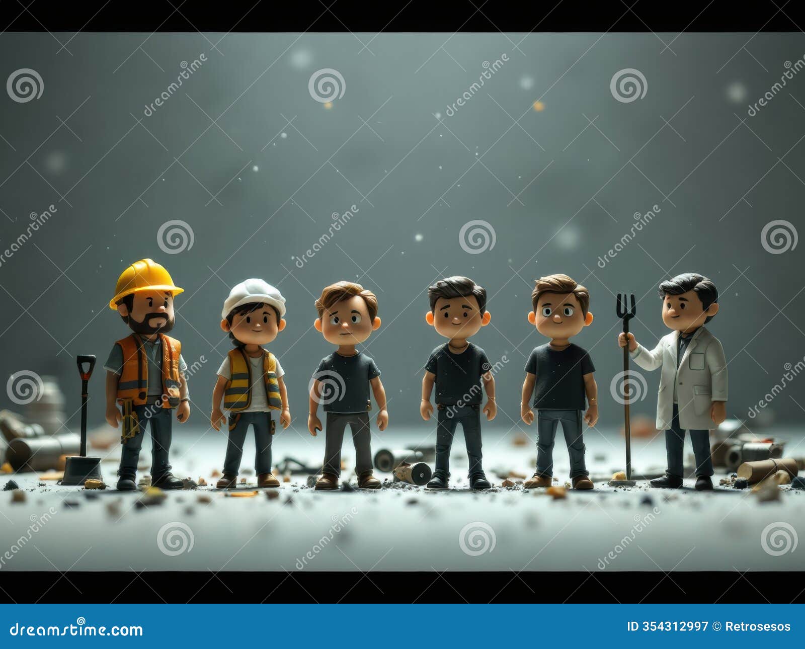 Professional Workers Standing Together Showing Their Tools and ...