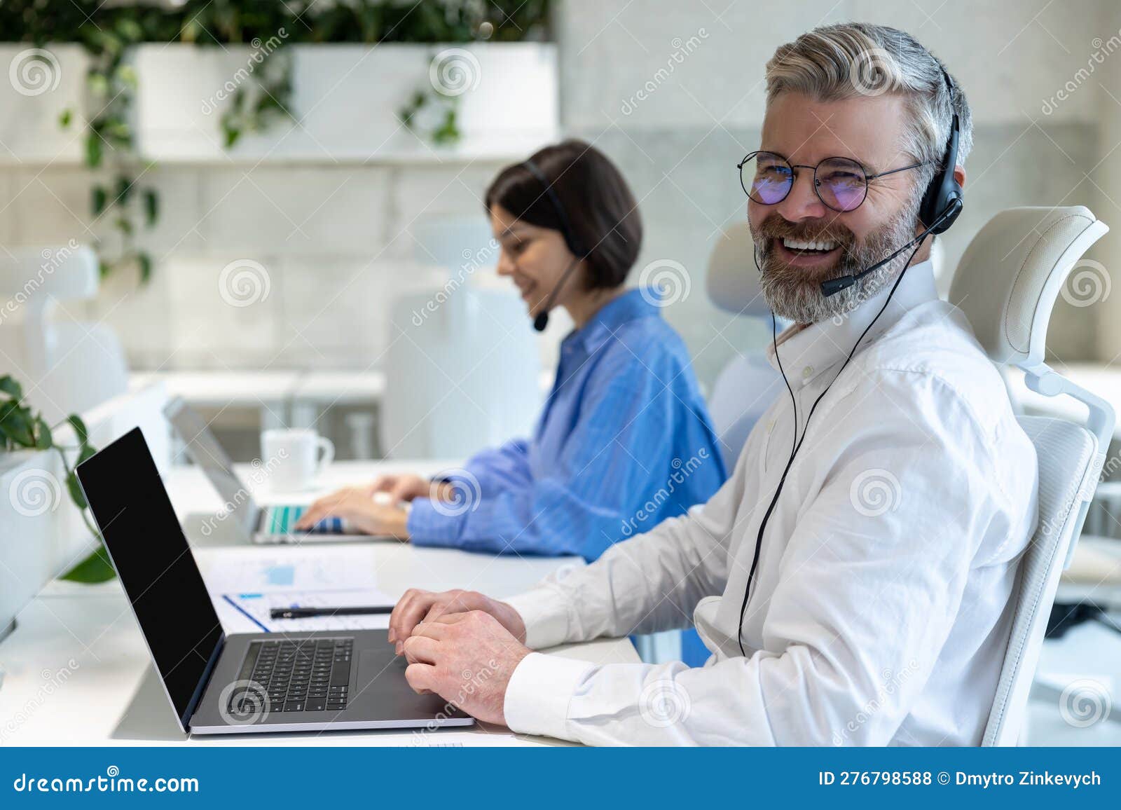 Professional Working in a Data Center and Looking Involved Stock Photo ...