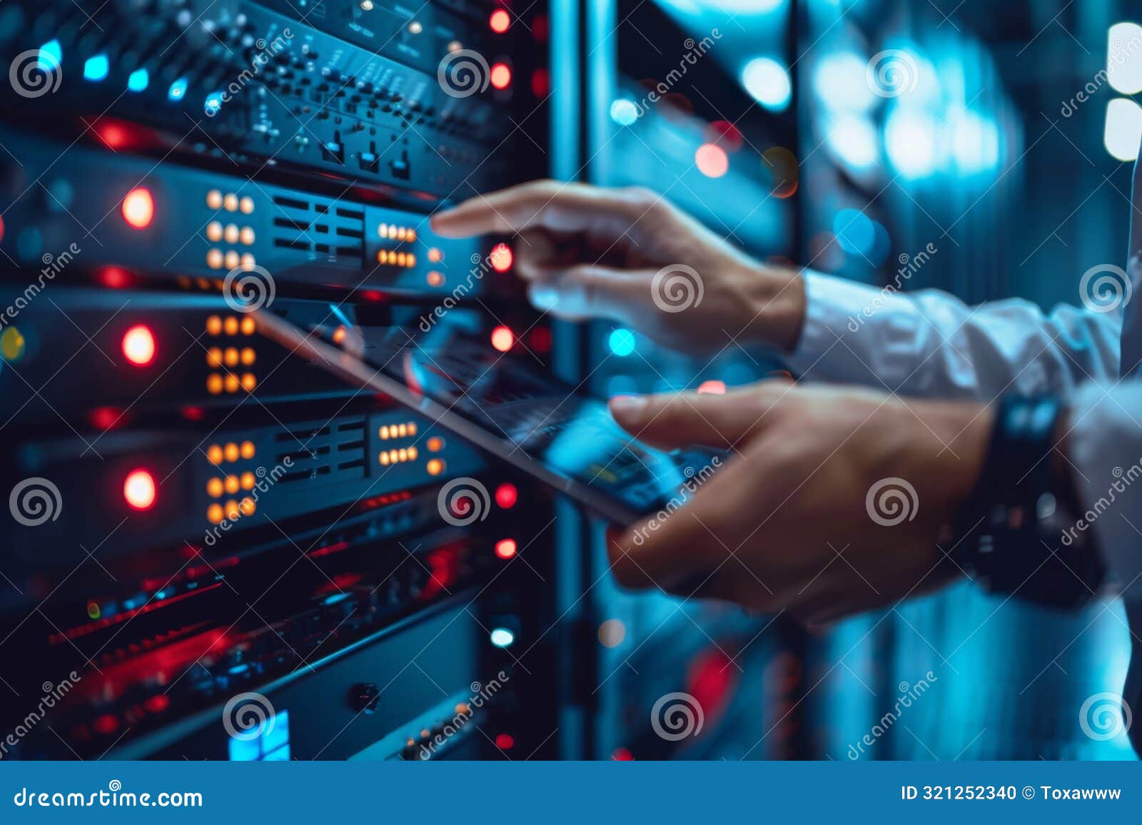 It Professional Managing Servers in a Data Center Stock Photo - Image ...