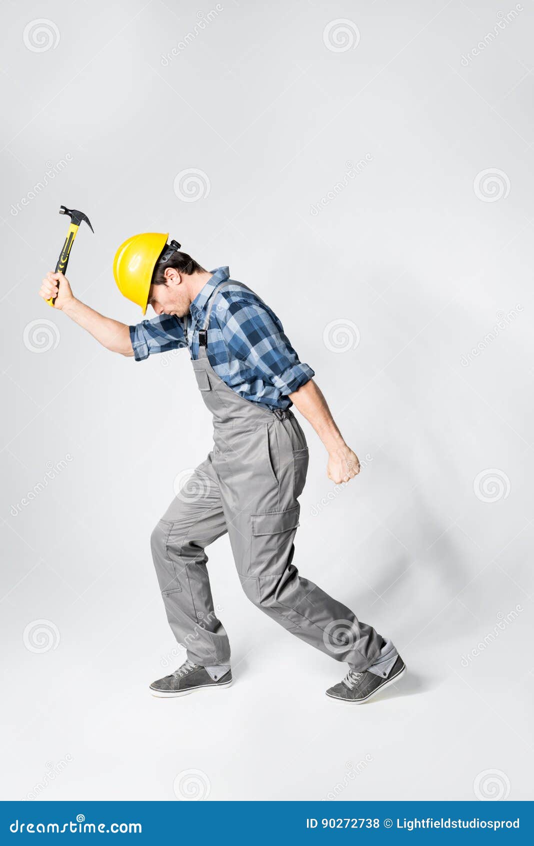 Professional Workman in Hard Hat Stock Photo - Image of background ...