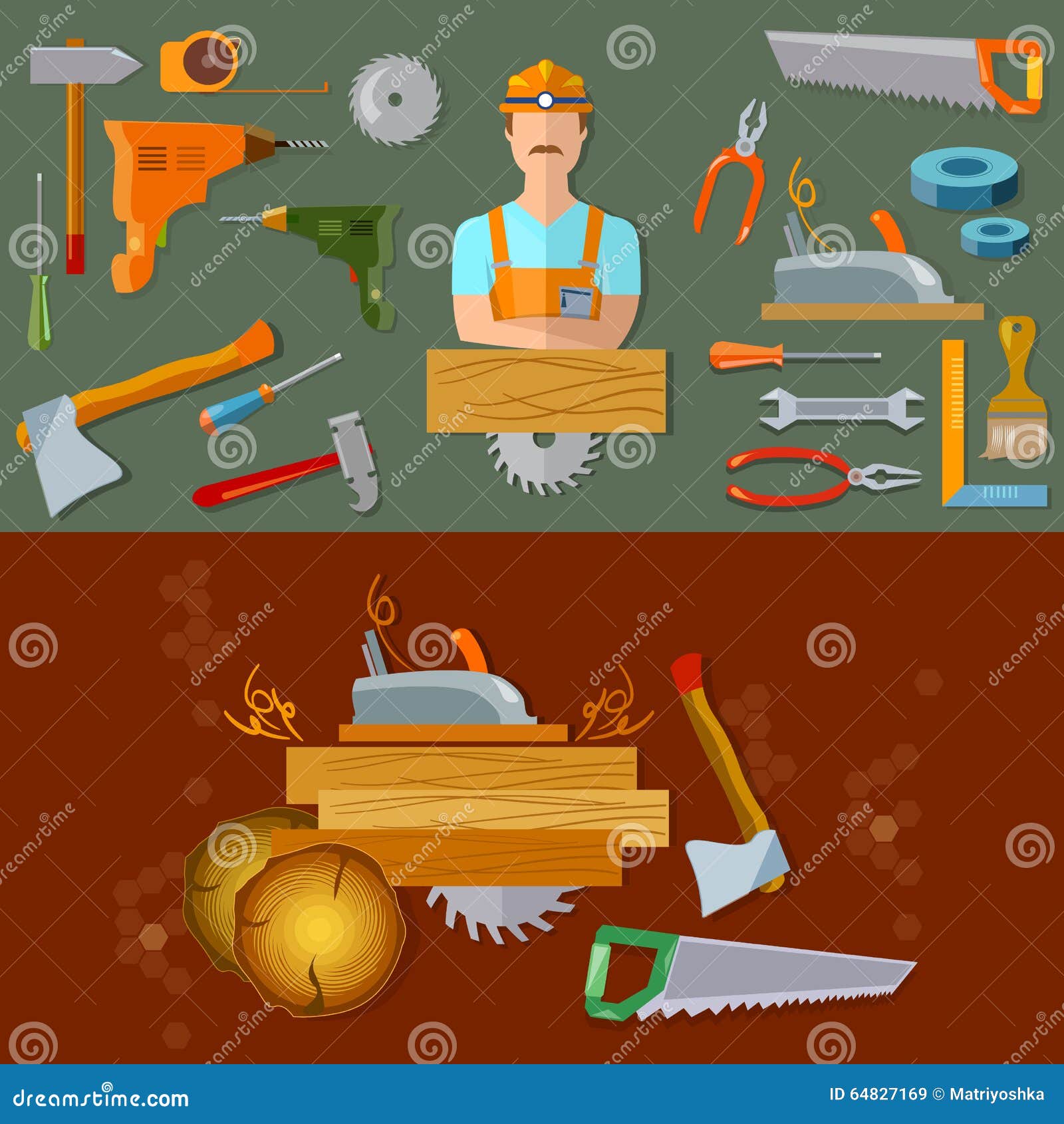 Professional Workspace Carpenter Tools Stock Vector - Illustration of ...