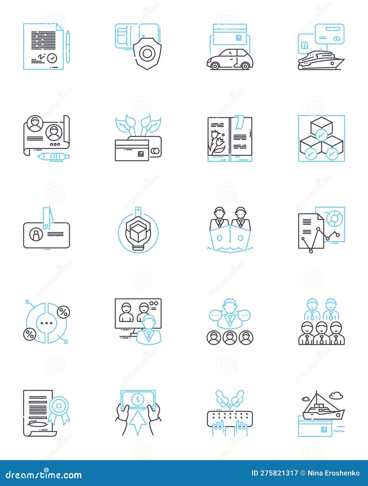 Professional Workspace Design Linear Icons Set. Ergonomics ...
